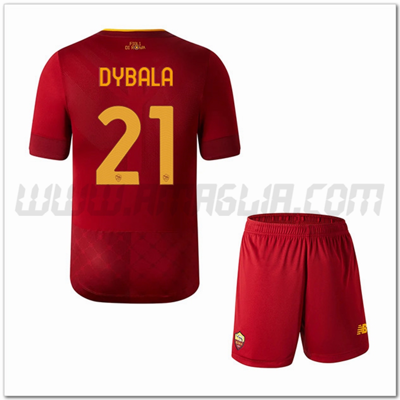 Kit Maglia DYBALA #21 AS Roma Bambino Prima 2022 2023 [1Number-kids2223 ...