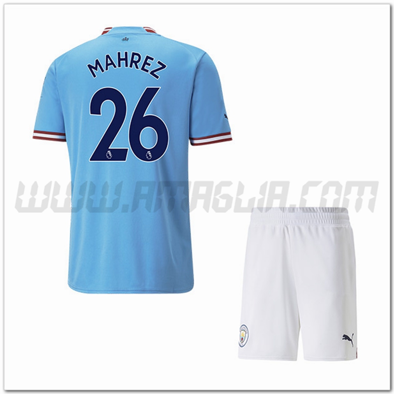 Kit Maglia MAHREZ #26 Manchester City Bambino Prima 2022 2023 [1Number ...