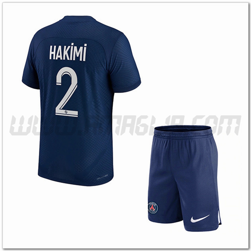 Kit Maglia HAKIMI #2 PSG Bambino Prima 2022 2023 [1Number-kids2223-32 ...