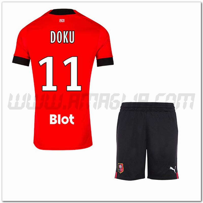 Kit Maglia DOKU #11 Stade Rennais Bambino Prima 2022 2023 [1Number ...