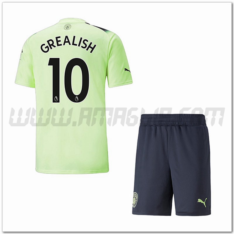 Kit Maglia GREALISH #10 Manchester City Bambino Terza 2022 2023 ...