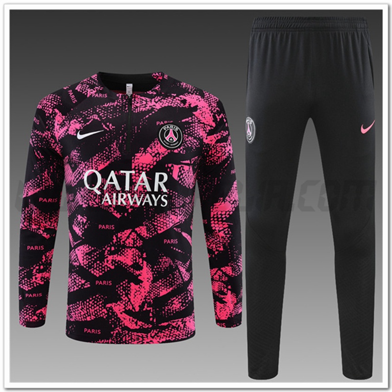 Tuta Allenamento PSG Bambino Rosso/Nero 2022-23 Scontate Thailandia