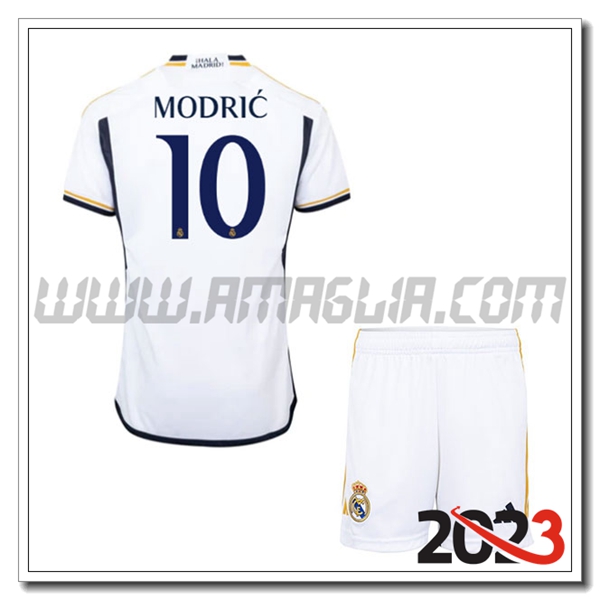 Kit Maglia Real Madrid Bambino MODRIC #10 Prima 2023 2024 Scontate ...