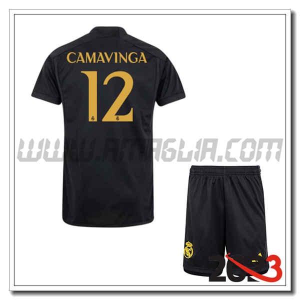 Kit Maglia Real Madrid Bambino CAMAVINGA #12 Terza 2023 2024 Scontate ...