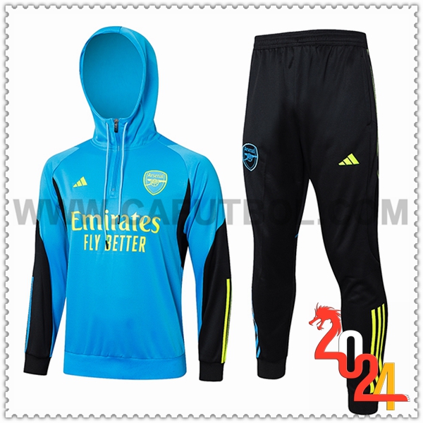 Giacca Con Cappuccio Tuta Arsenal Blu/Nero/Giallo 2024/25 Scontate ...