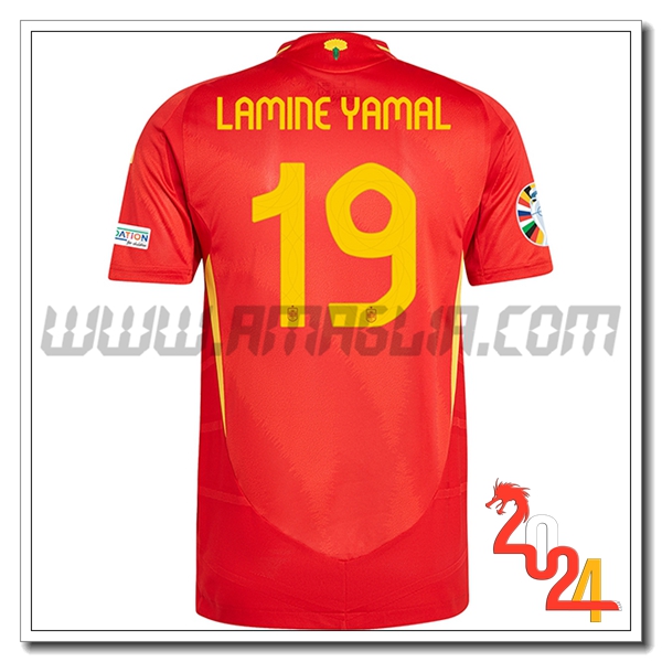 Maglia Squadra Spagna LAMINE YAMAL #19 Prima Rosso 2024-25 ...